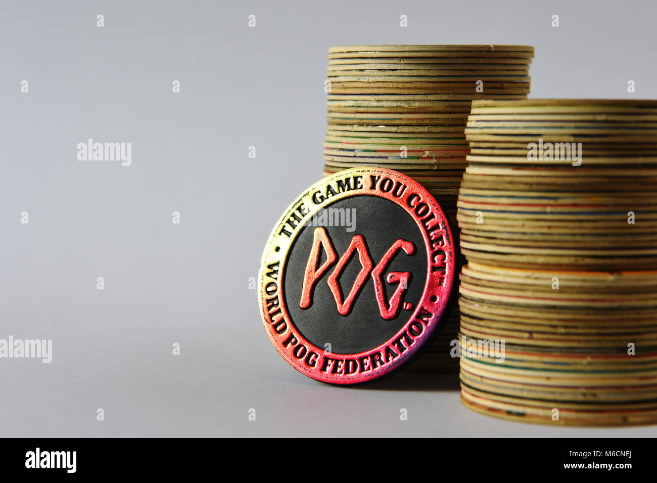 Collection of the Mid 90’s game of Pog’s Stock Photo - Alamy