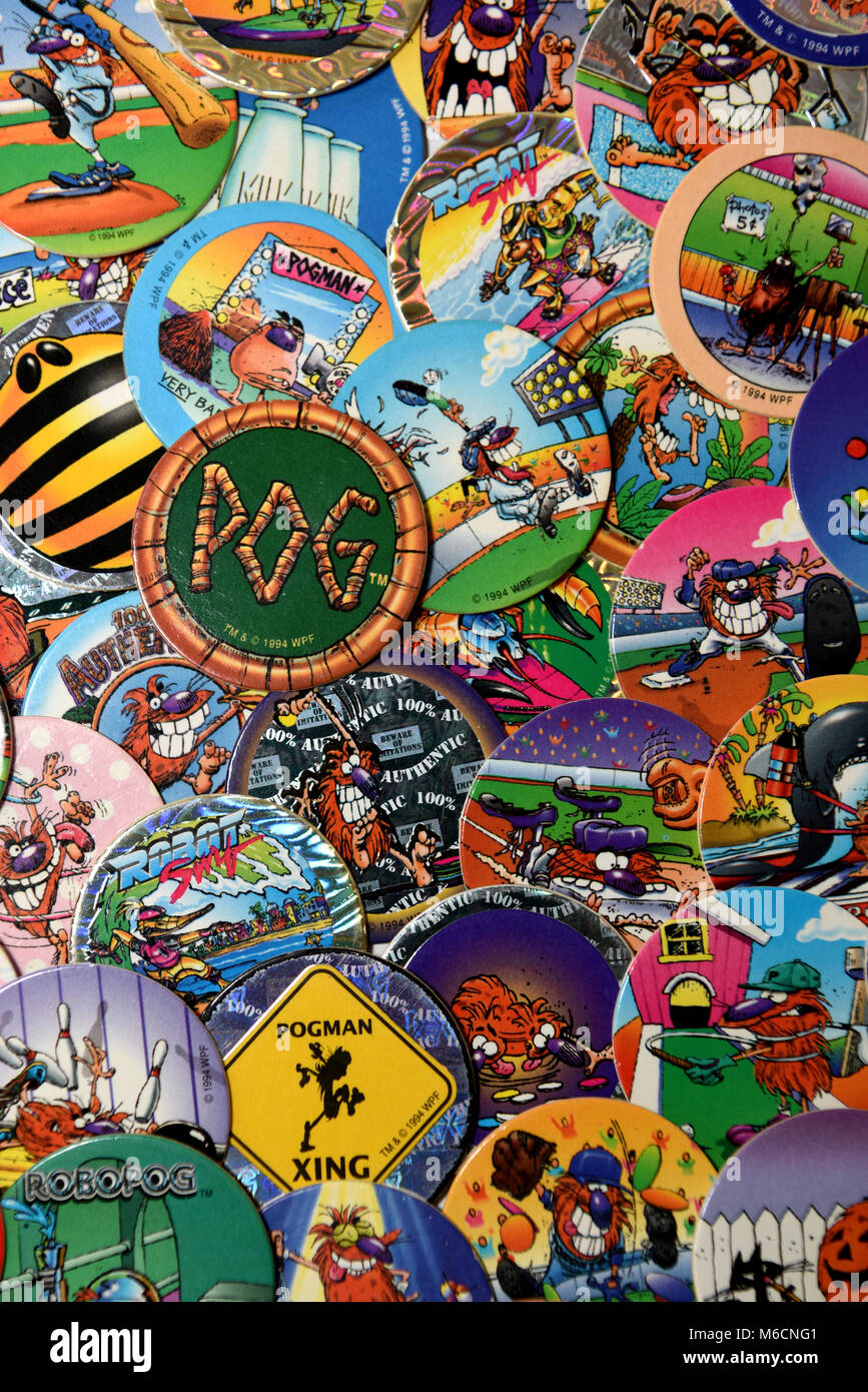 Collection of the Mid 90’s game of Pog’s Stock Photo - Alamy