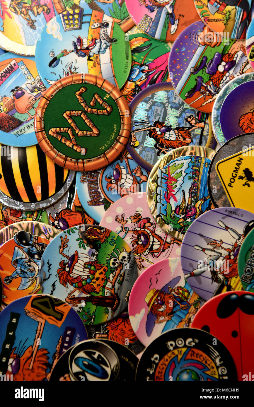 Collection of the Mid 90’s game of Pog’s Stock Photo - Alamy