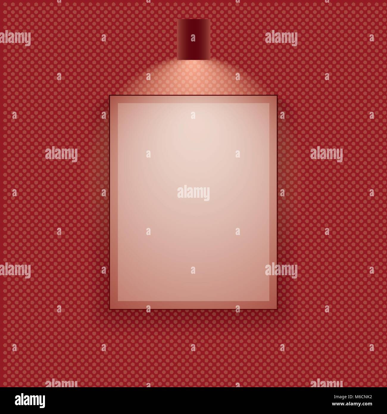 Red Gallery Interior With Blank Frame In the Spotlight - Illustration ...