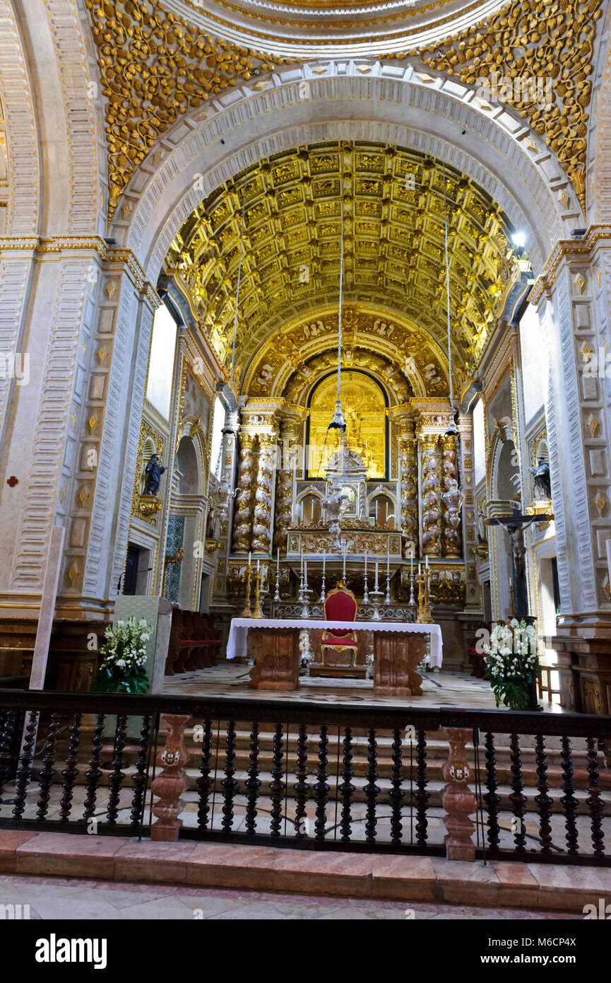 The altar of Nossa Senhora de Nazare Church, Nazare, Portugal Stock ...