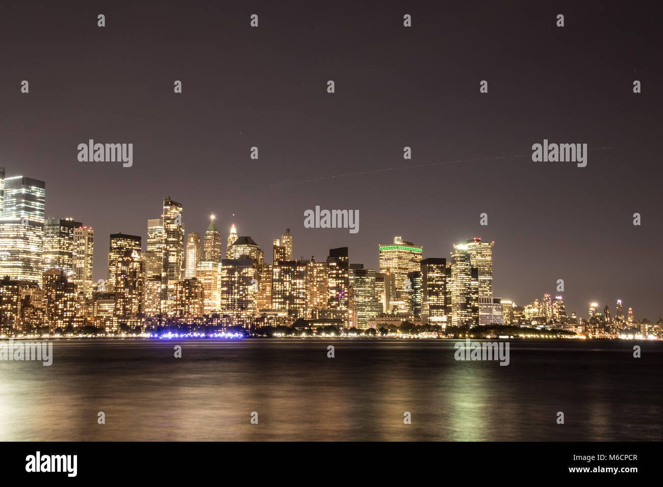 New York City Skyline on a Clear Night Stock Photo - Alamy