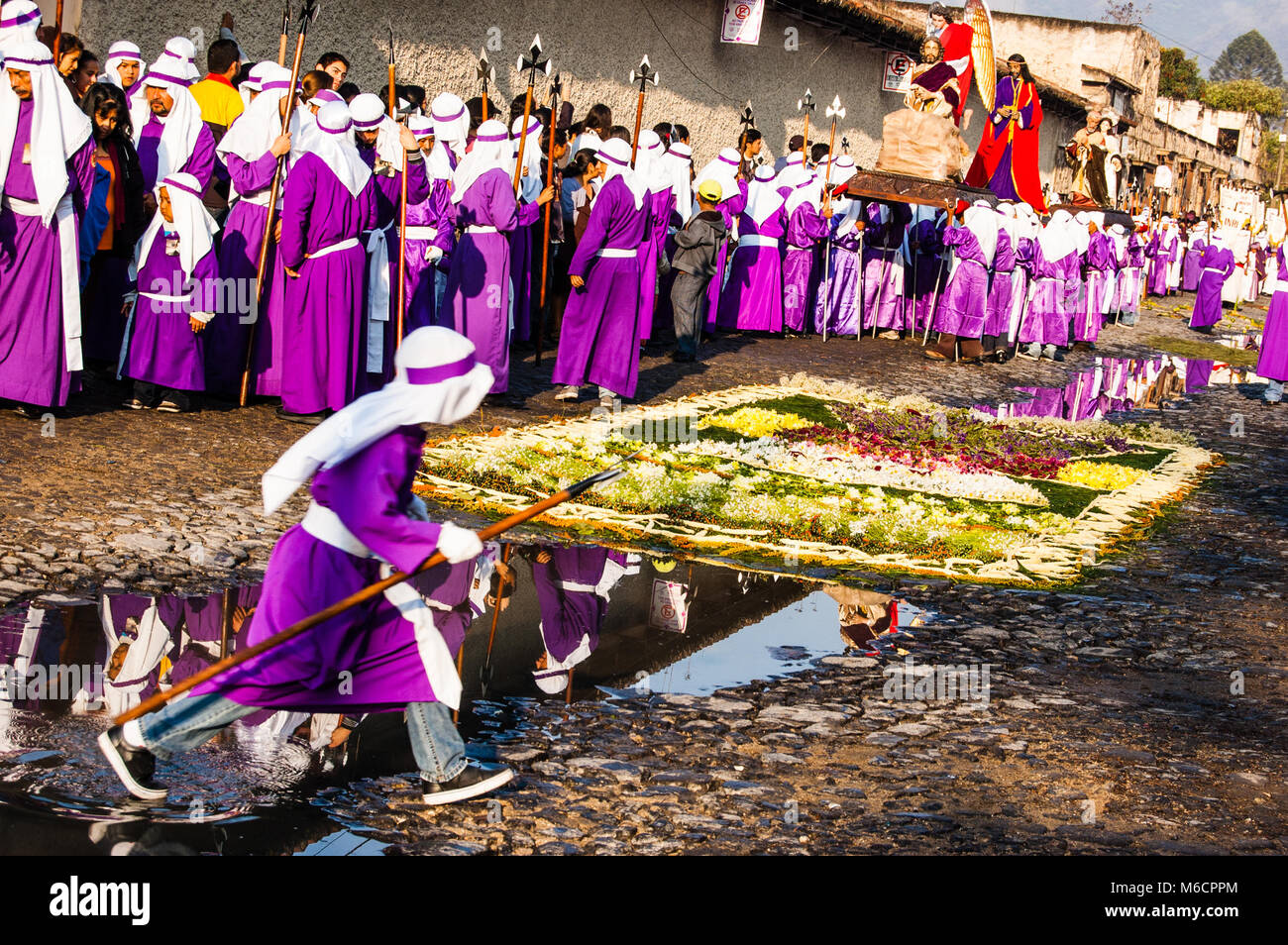Antigua, Guatemala - April 22, 2011: Holy Week procession in town with ...