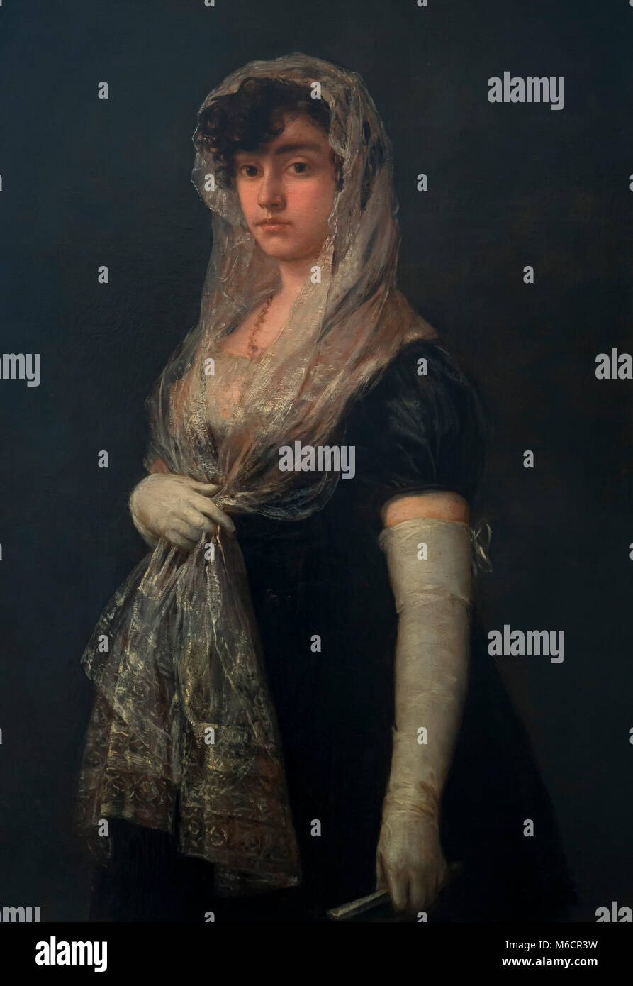 Young Lady Wearing a Mantilla and a Basquina, Francisco de Goya, circa ...