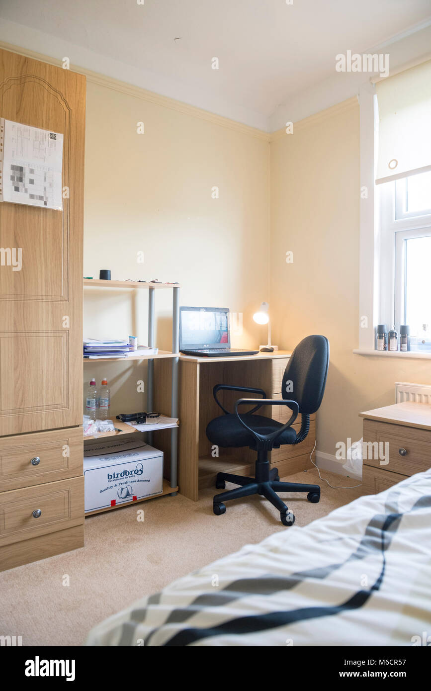 students bedrooms in a student let house while they are staying with ...
