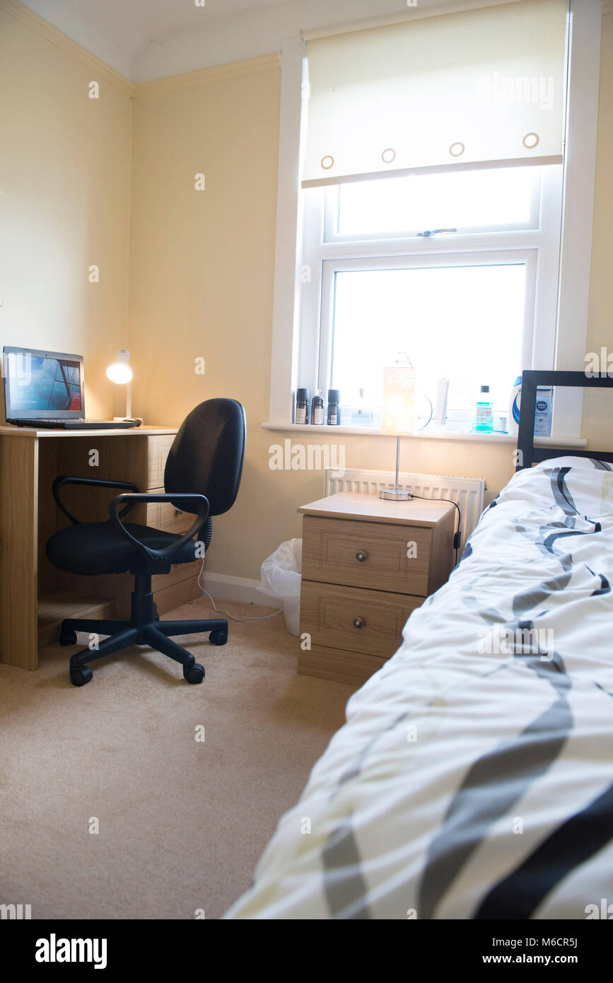 students bedrooms in a student let house while they are staying with ...