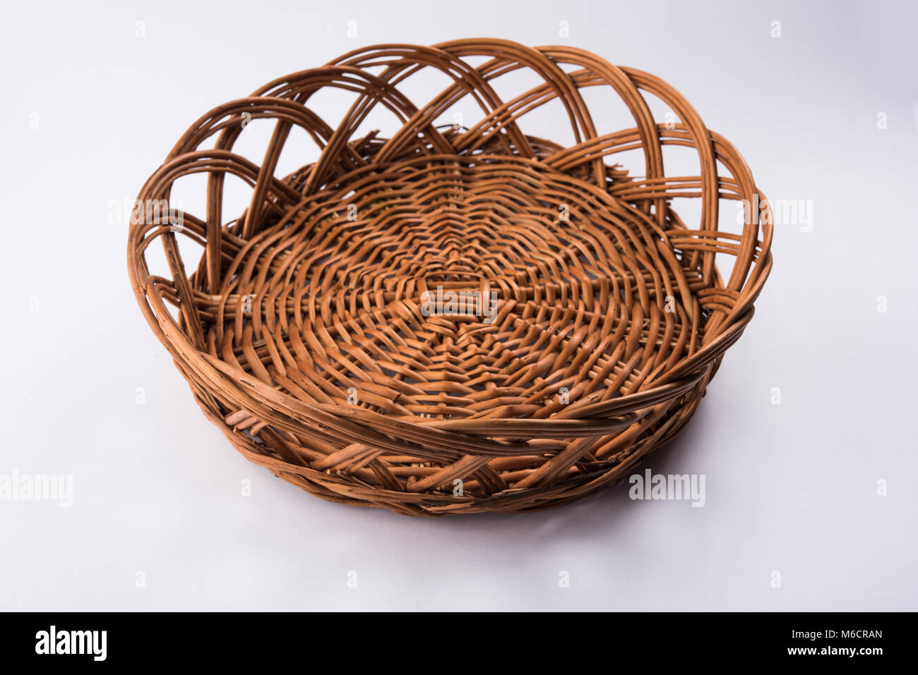 empty cane basket or tokri in hindi and topli in marathi, isolated over ...