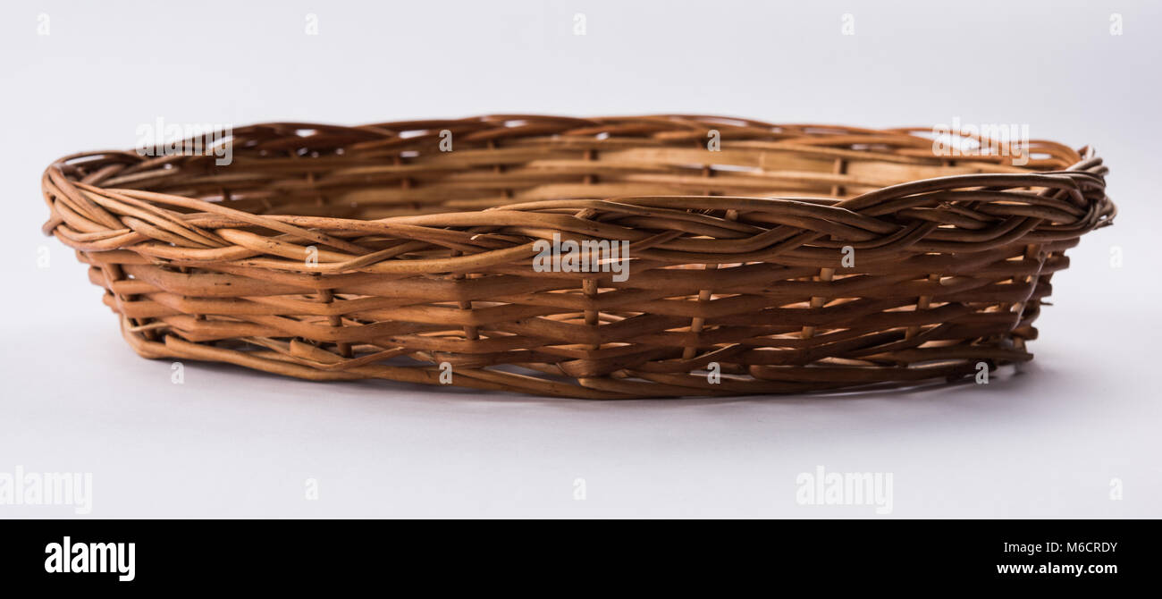 empty cane basket or tokri in hindi and topli in marathi, isolated over ...