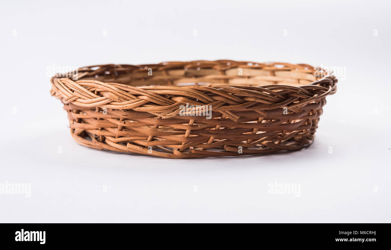 empty cane basket or tokri in hindi and topli in marathi, isolated over ...