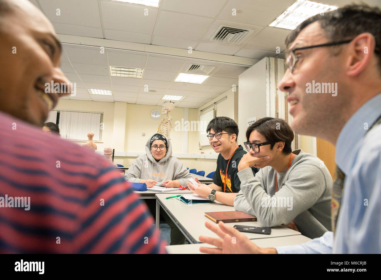 international students learn in a classroom all about the human anatomy ...