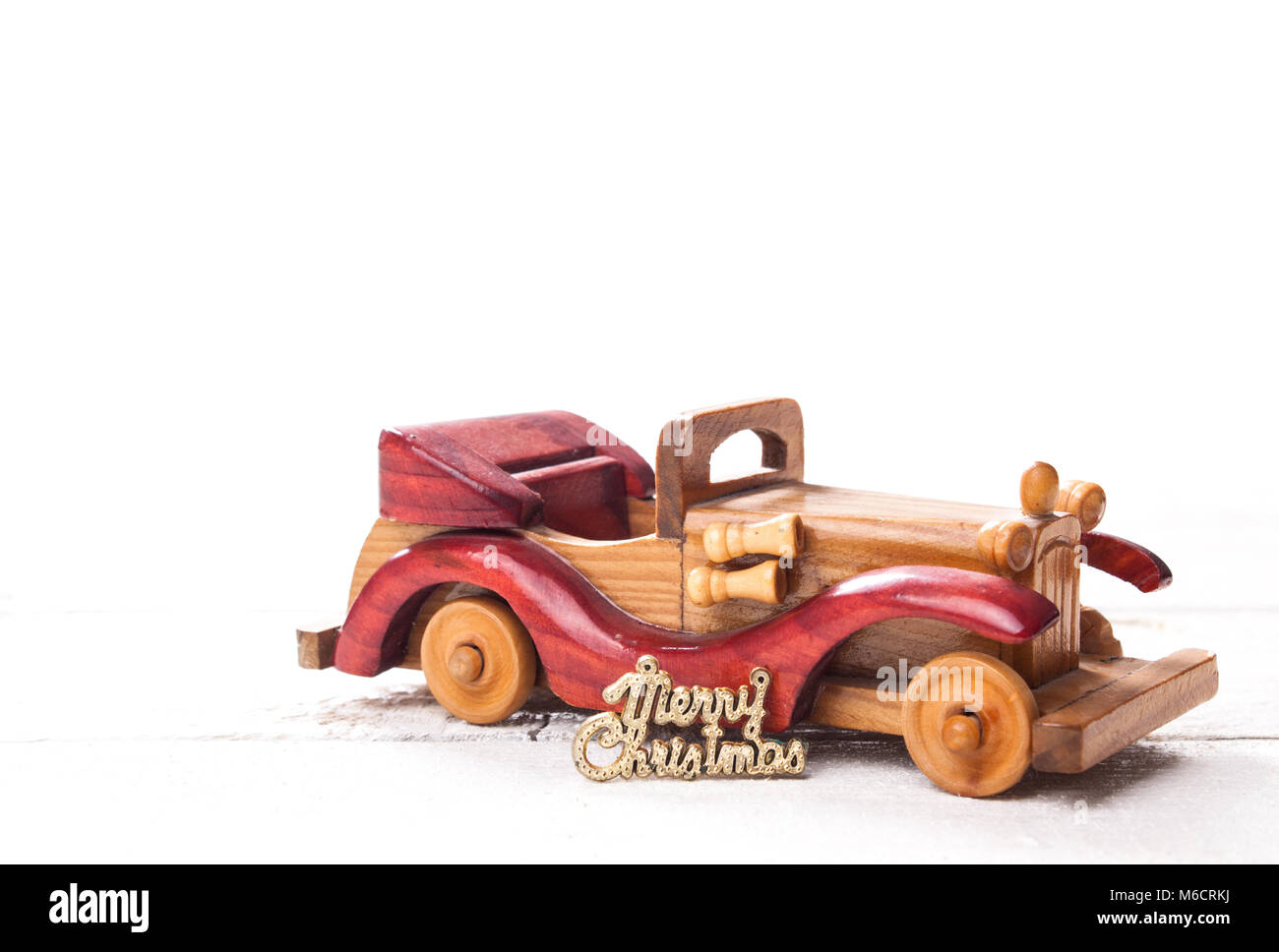 Retro wooden car with merry christmas sign,Christmas card. Merry ...