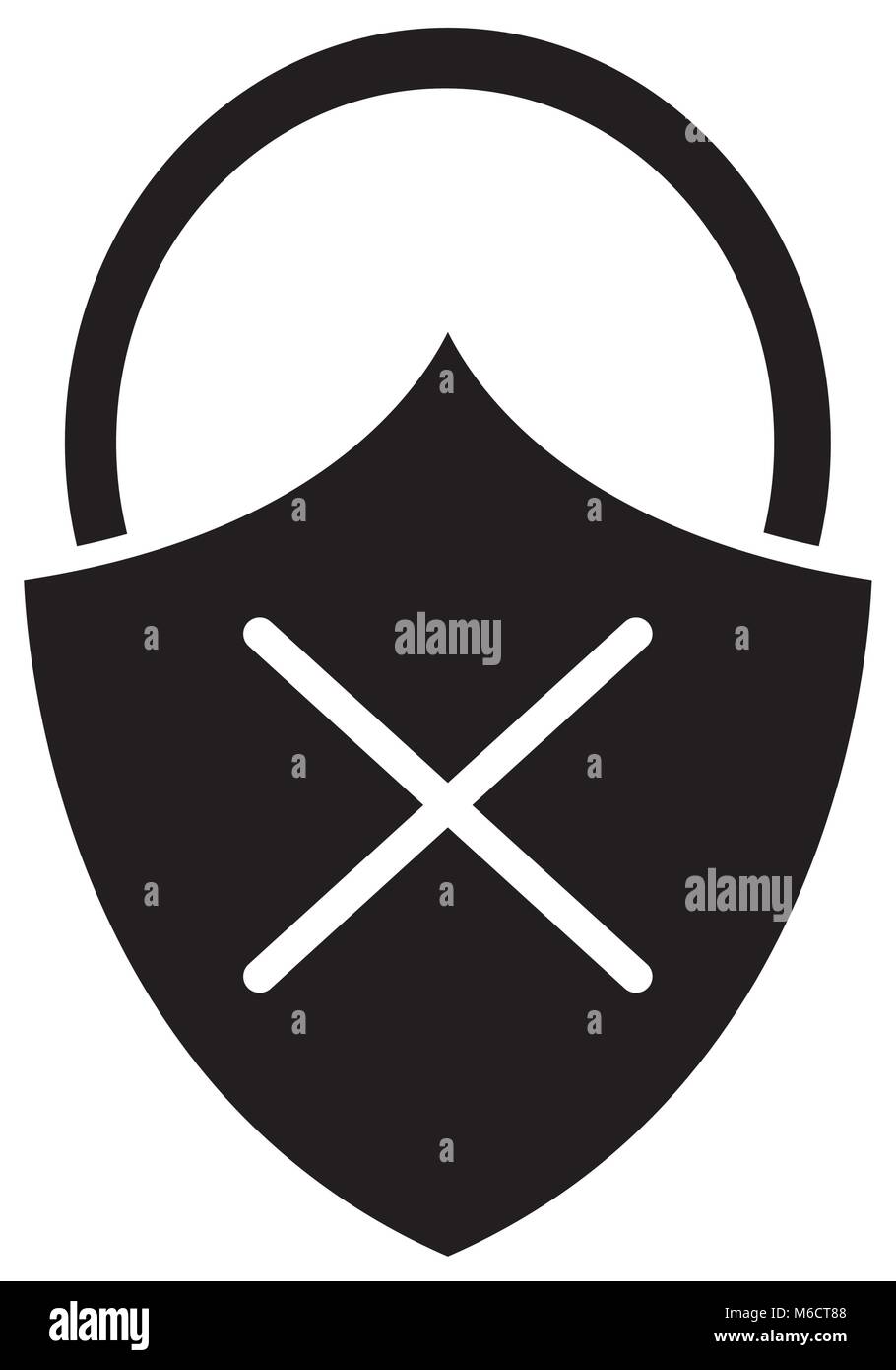 silhouette close padlock shield with bag protection Stock Vector Image ...