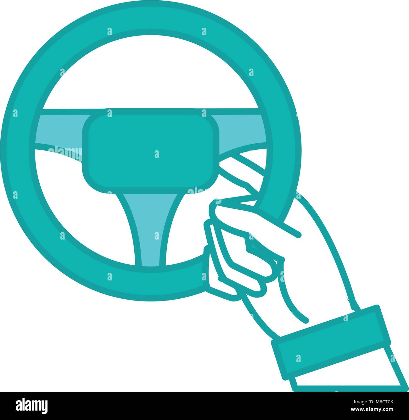 duo color man hand with steering wheel to drive Stock Vector Image ...
