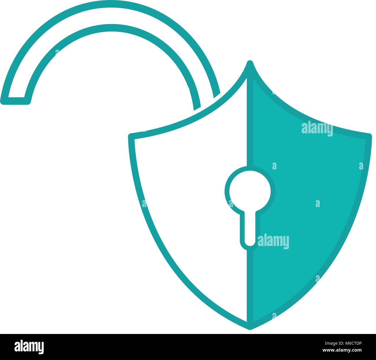 duo color open padlock shield security protection Stock Vector Image ...