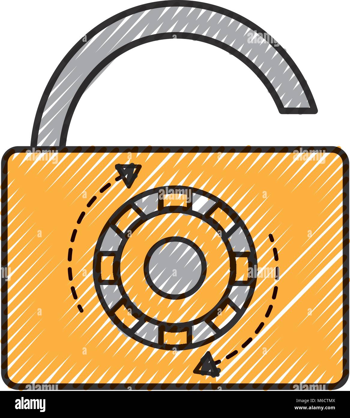 grated open padlock object with password protection Stock Vector Image ...