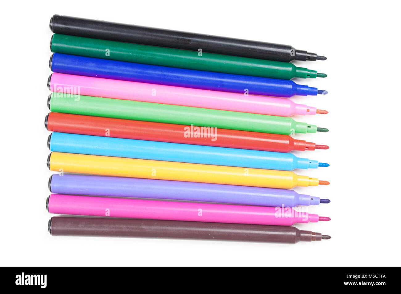 color soft-tip pen on white background Stock Photo - Alamy