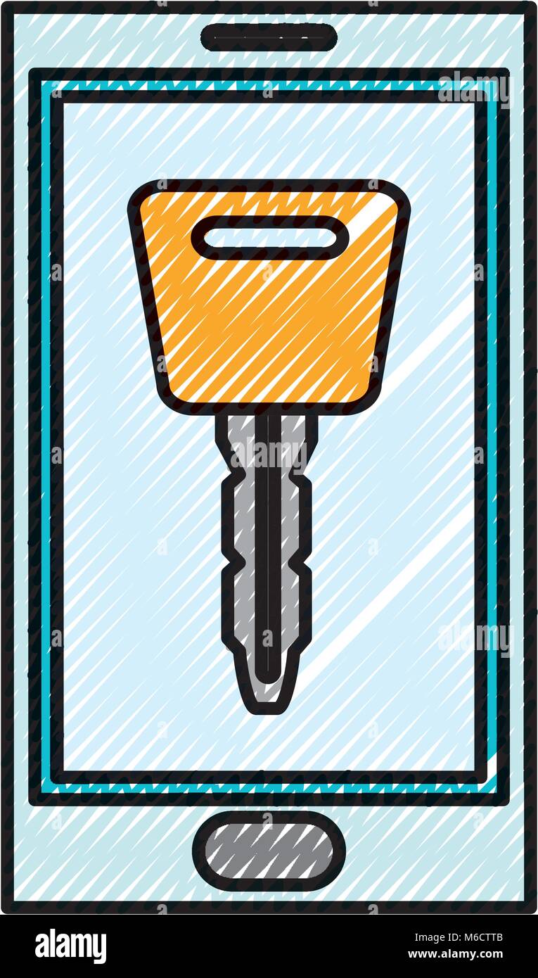 grated smartphone technology with security key object Stock Vector Image & Art - Alamy