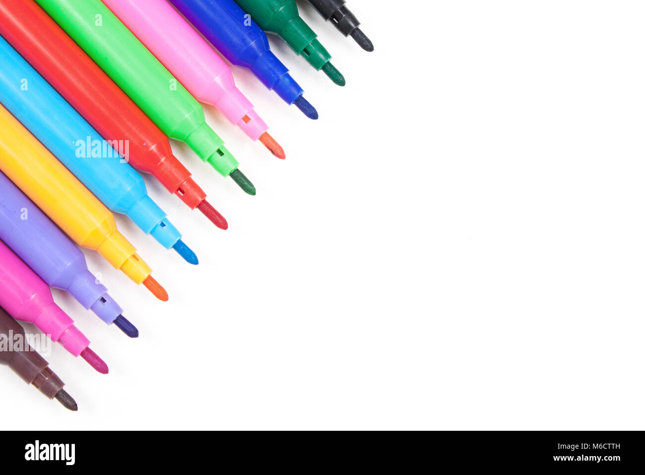 color soft-tip pen on white background Stock Photo - Alamy