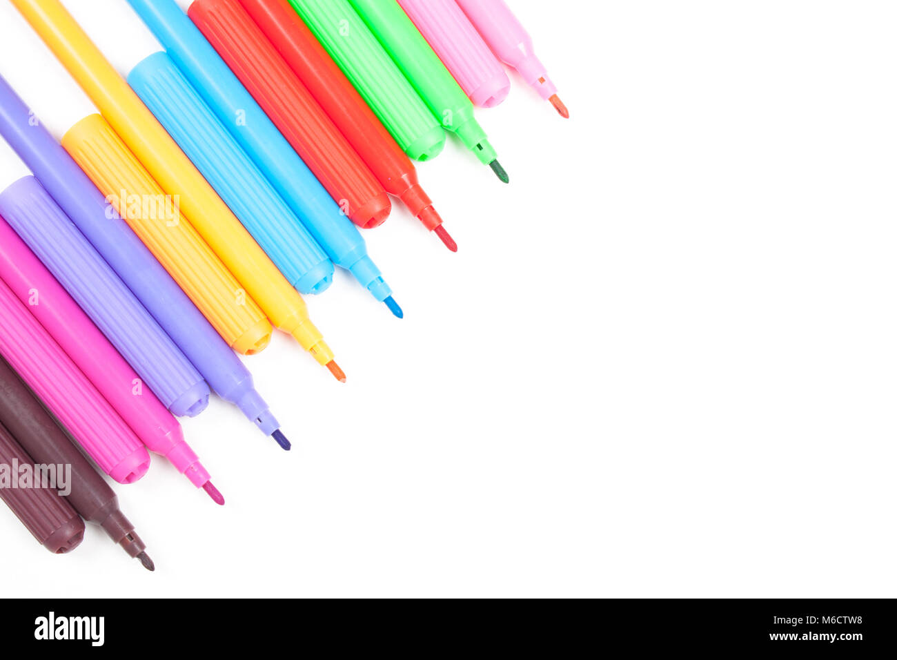 Colored markers isolated on white background Stock Photo - Alamy