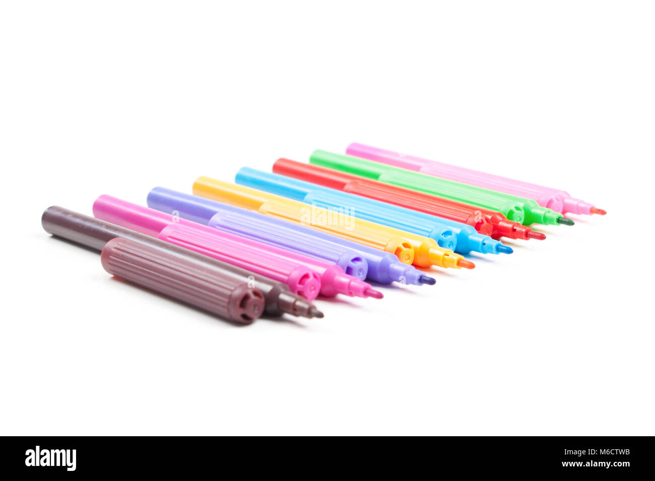 Colored markers isolated on white background Stock Photo - Alamy