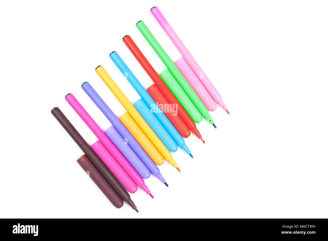Colored markers isolated on white background Stock Photo - Alamy