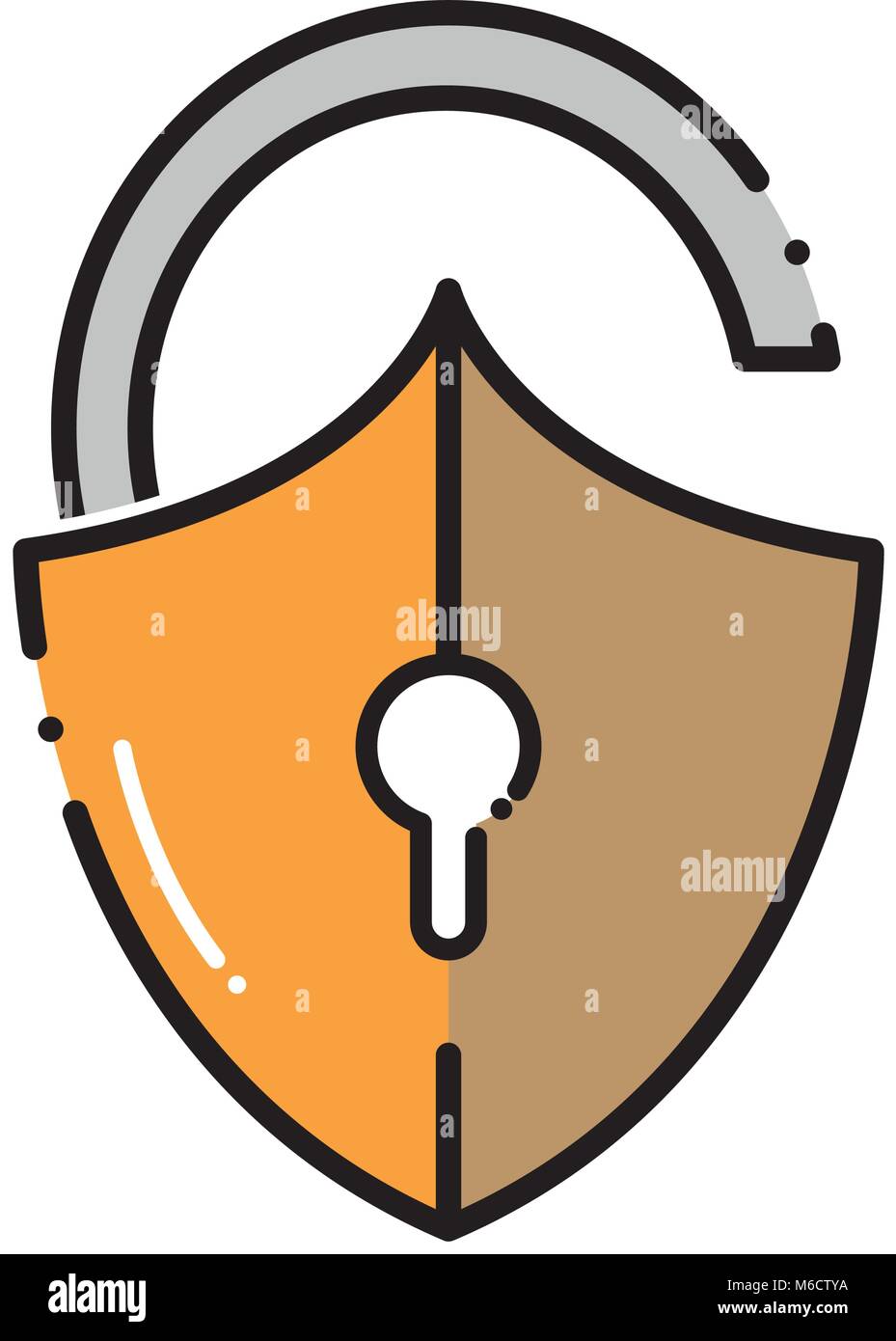 dashed line open padlock shield to security object Stock Vector Image ...