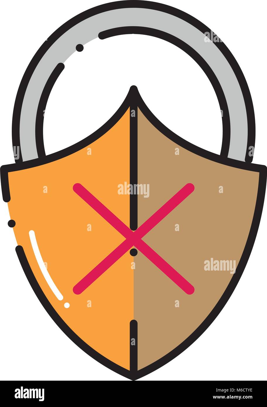 dashed line close padlock shield with bag protection Stock Vector Image ...