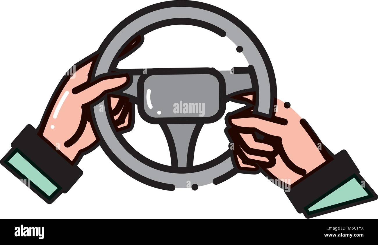 dashed line man hands driveing steering wheel Stock Vector Image & Art ...