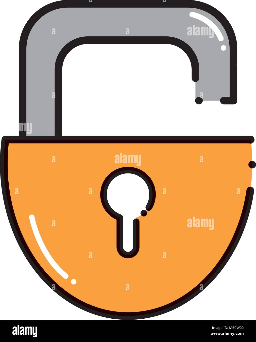 Dashed Line Open Padlock Security And Protection Object Stock Vector Image And Art Alamy