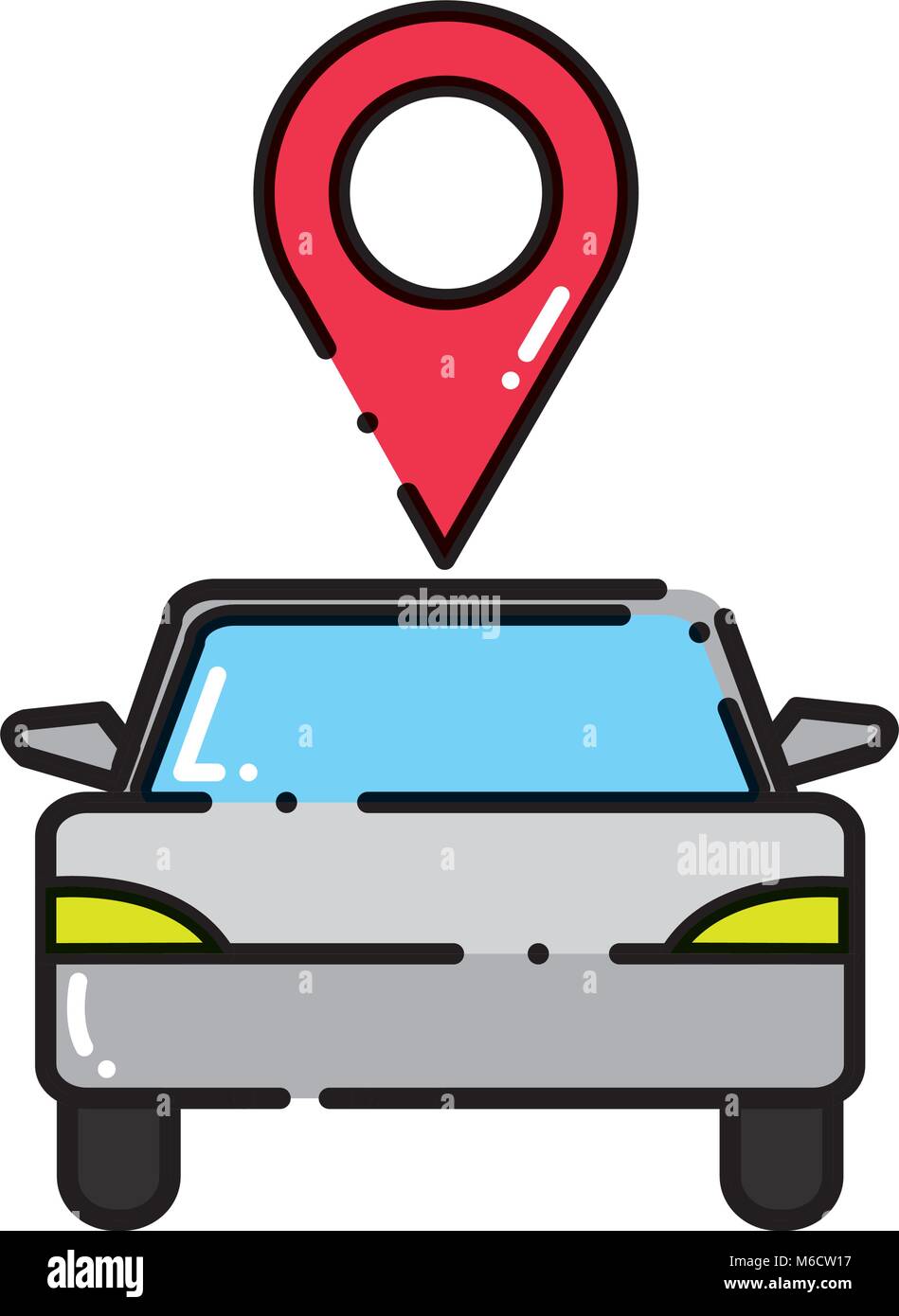 dashed line vehicle transport with location map symbol Stock Vector ...