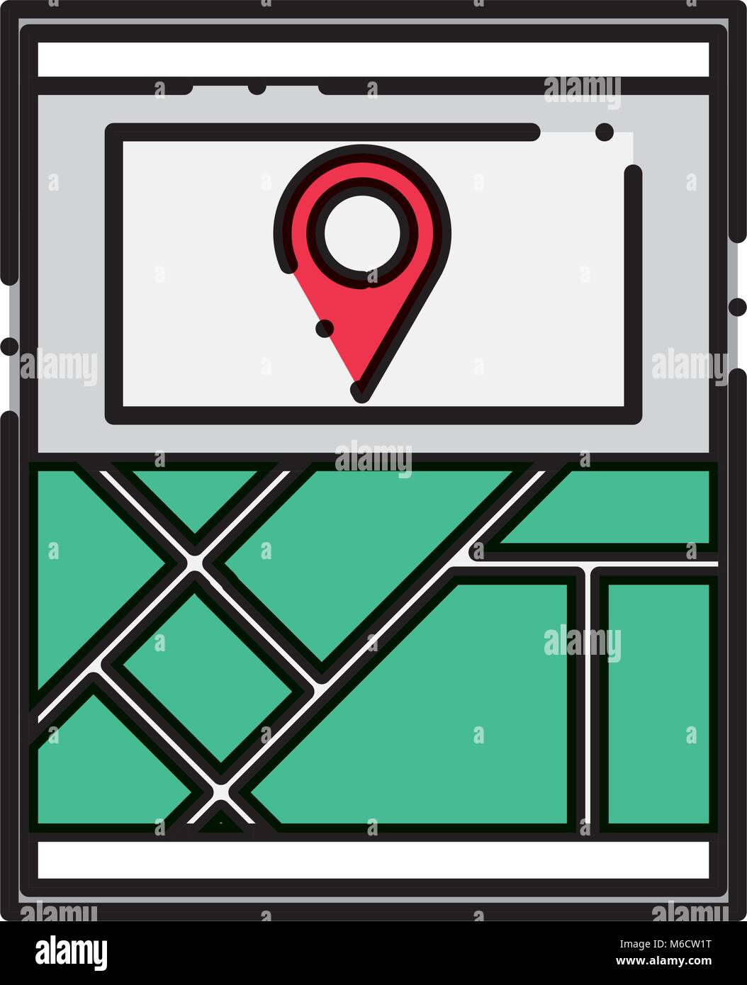 dashed line modern gps map with location symbol Stock Vector Image ...