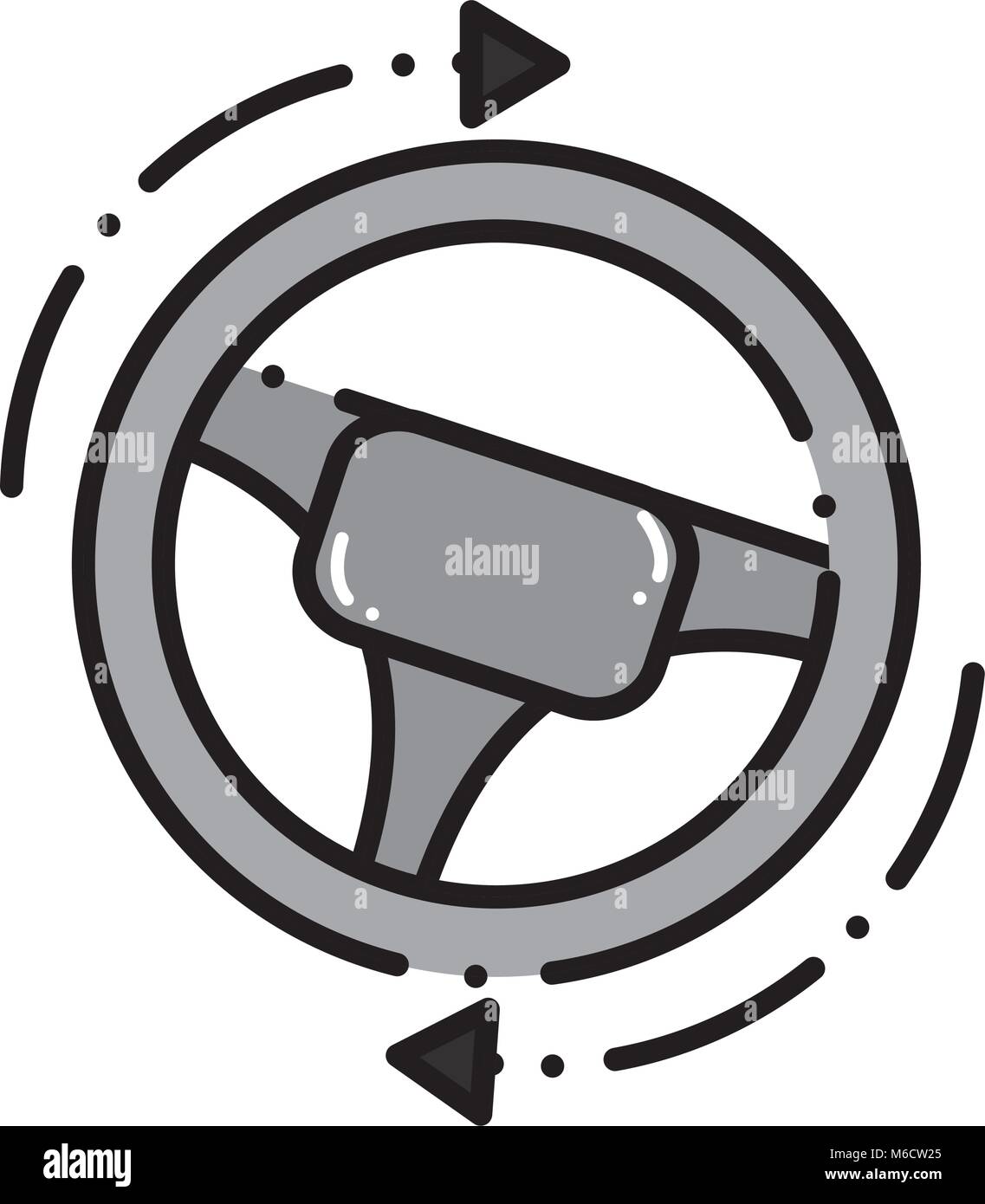 dashed line steering wheel car auto drive direction Stock Vector Image ...