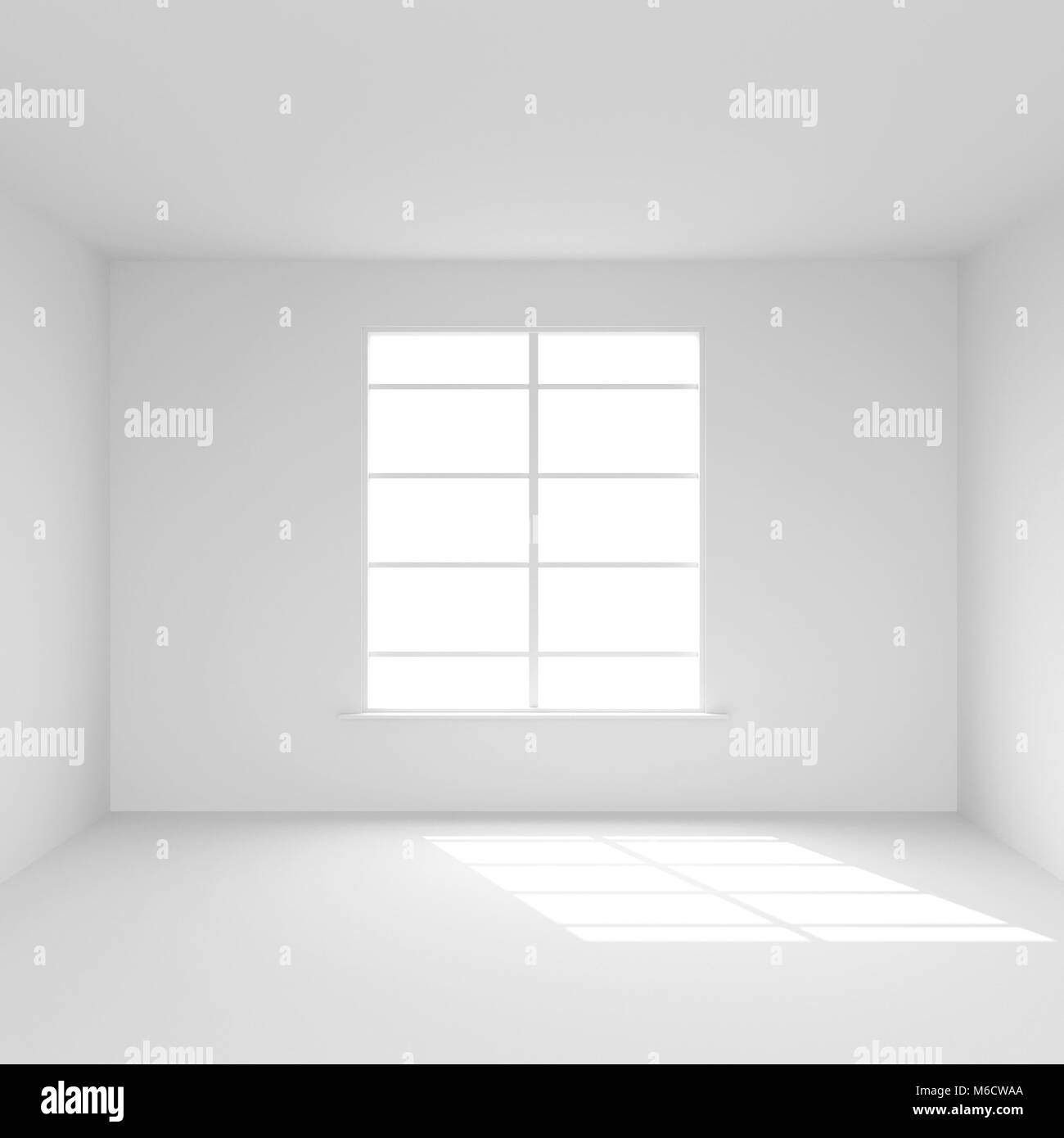 White room with window 3D render Stock Photo - Alamy
