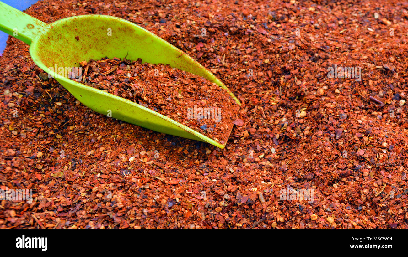 Coarsely minced red pepper exposed for sale Stock Photo - Alamy
