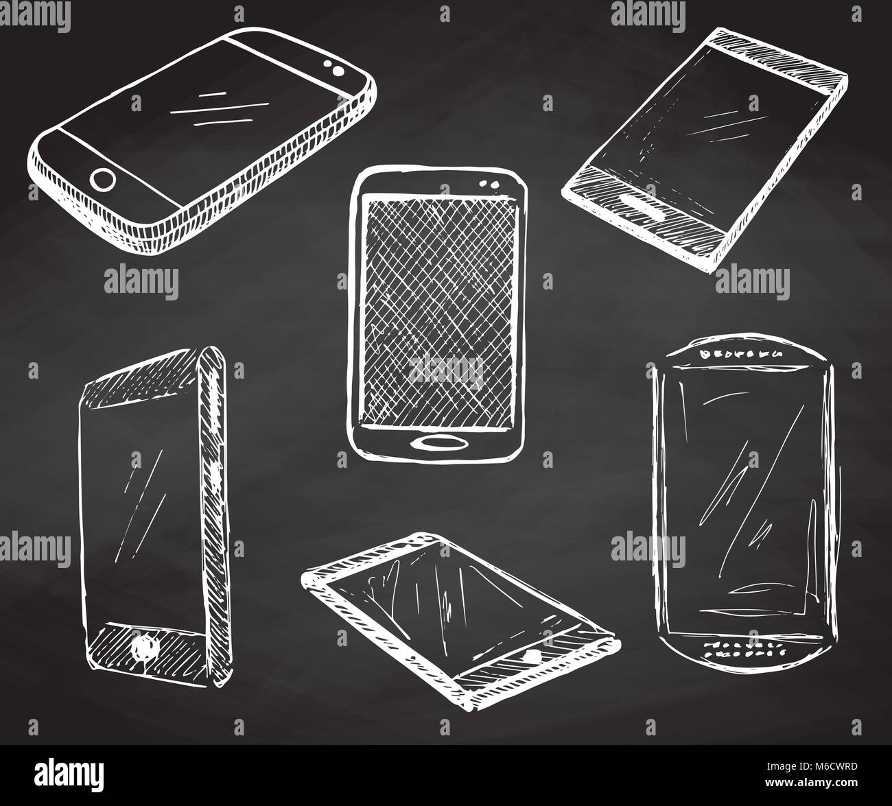 Sketch different phones, smartphones. Hand made vector illustration ...