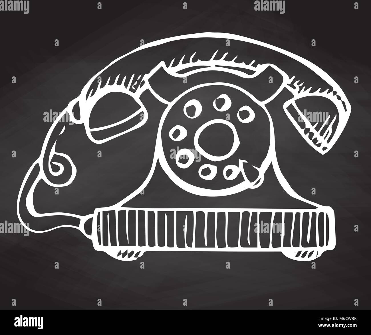 Sketch of retro phone isolated on the chalkboard. Vector illustration ...