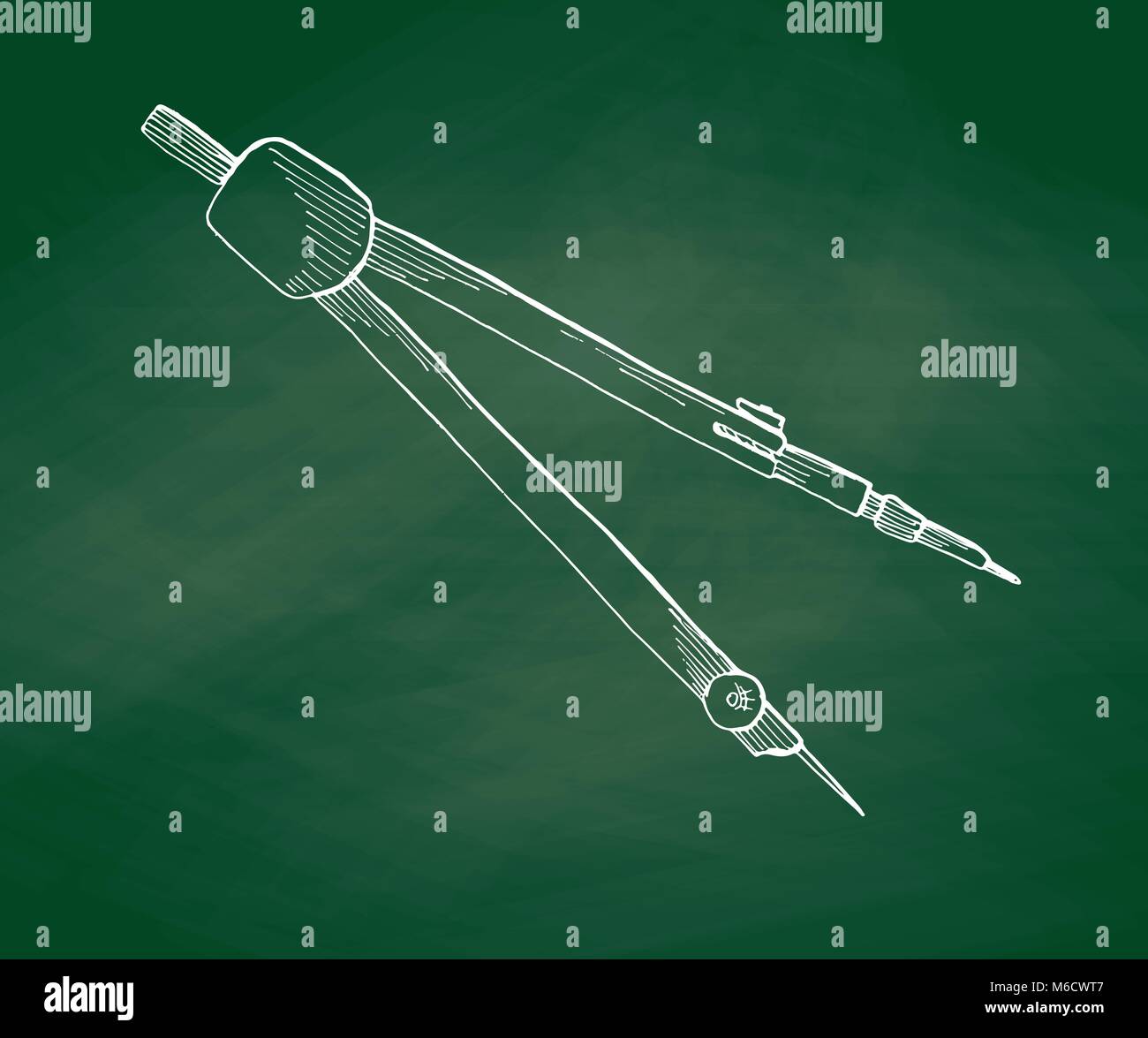 Hand drawn by Drawing Compass on a green school board. Vector ...