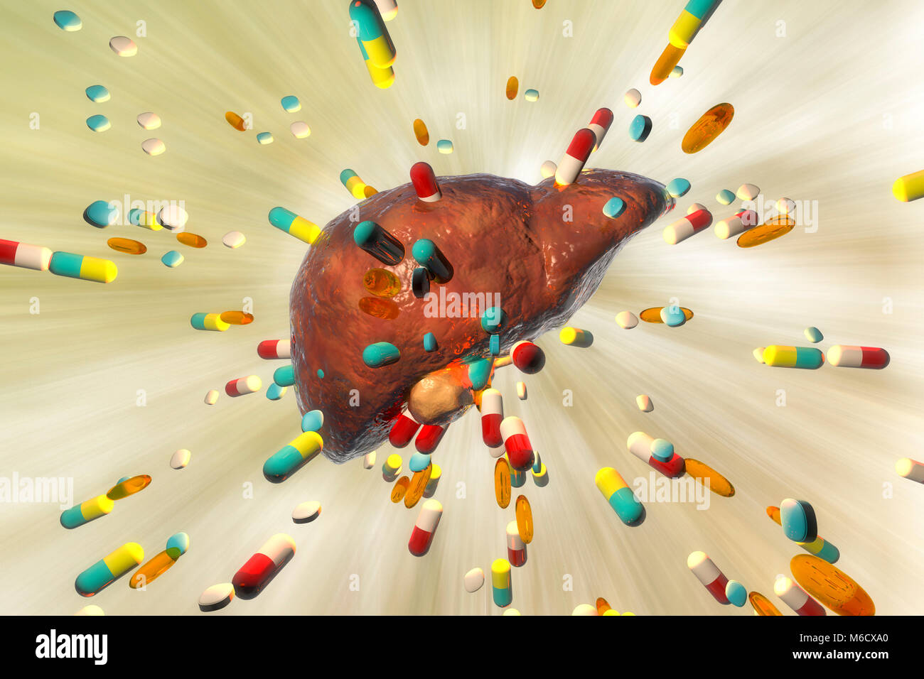 Drug-induced hepatotoxicity, conceptual illustration Stock Photo - Alamy