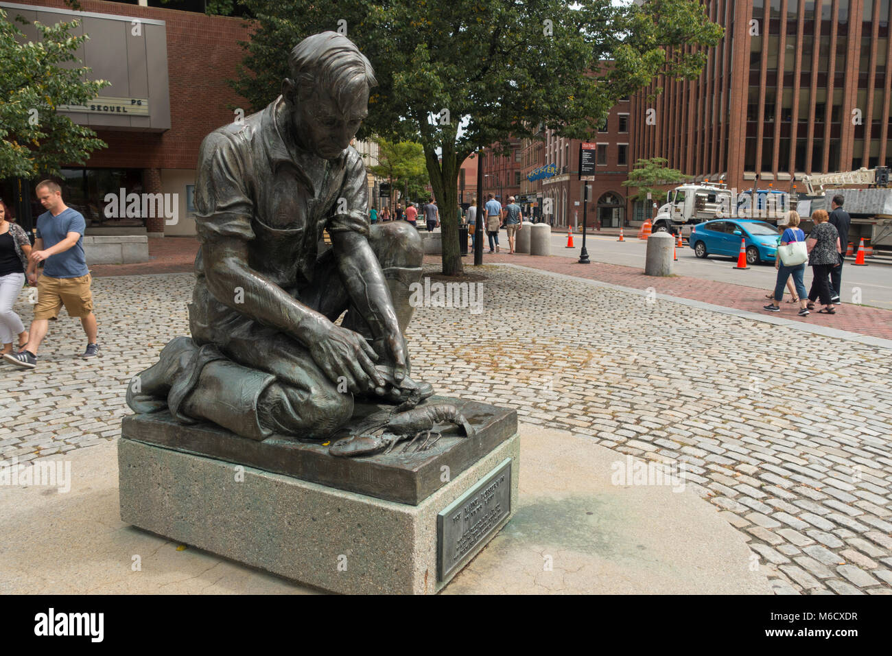 the Maine Lobsterman statue Portland Maine Stock Photo - Alamy