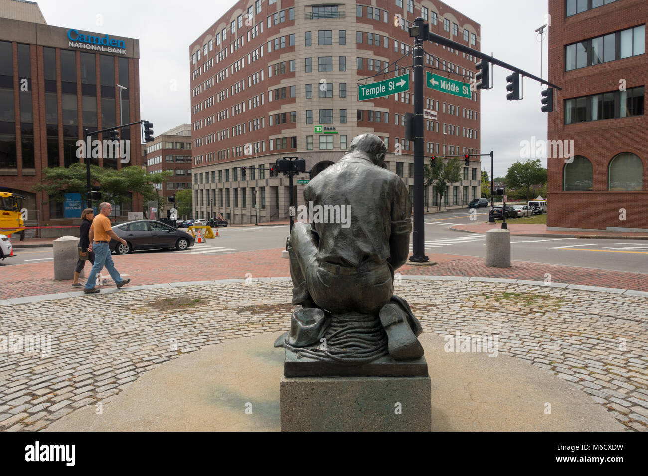 the Maine Lobsterman statue Portland Maine Stock Photo - Alamy