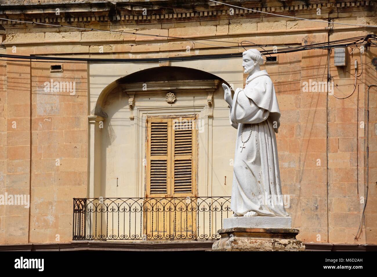 Monk statue outside the Parish church of our lady of sorrows, Bugibba ...
