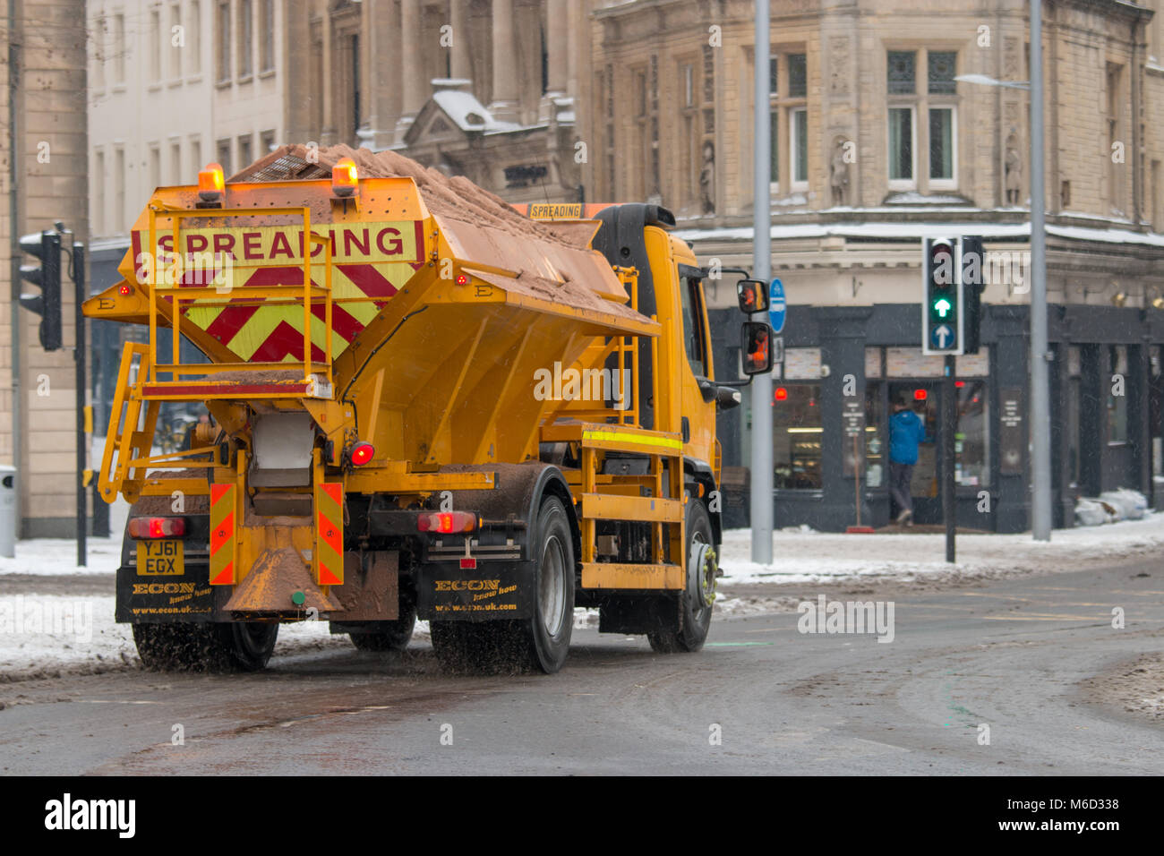 Bristol, UK. 2nd Mar, 2018. A gritting truck clearing roads in Bristol ...