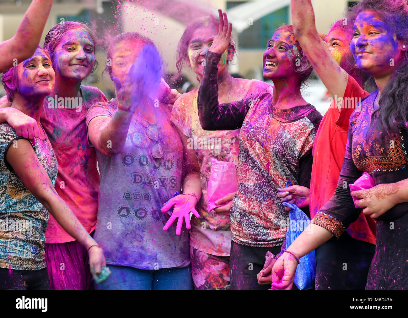 Doha, Indian Festival of Colours. 2nd Mar, 2018. Girls of Indian ...