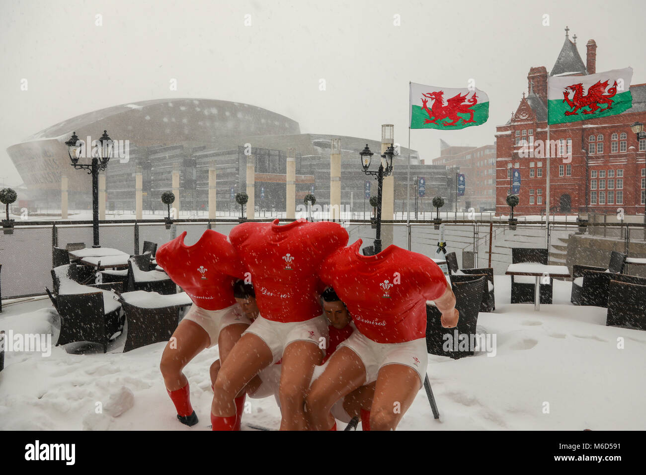 Cardiff, Wales,UK. 2nd March 2018. Cardiff Bay and Welsh Millennium ...