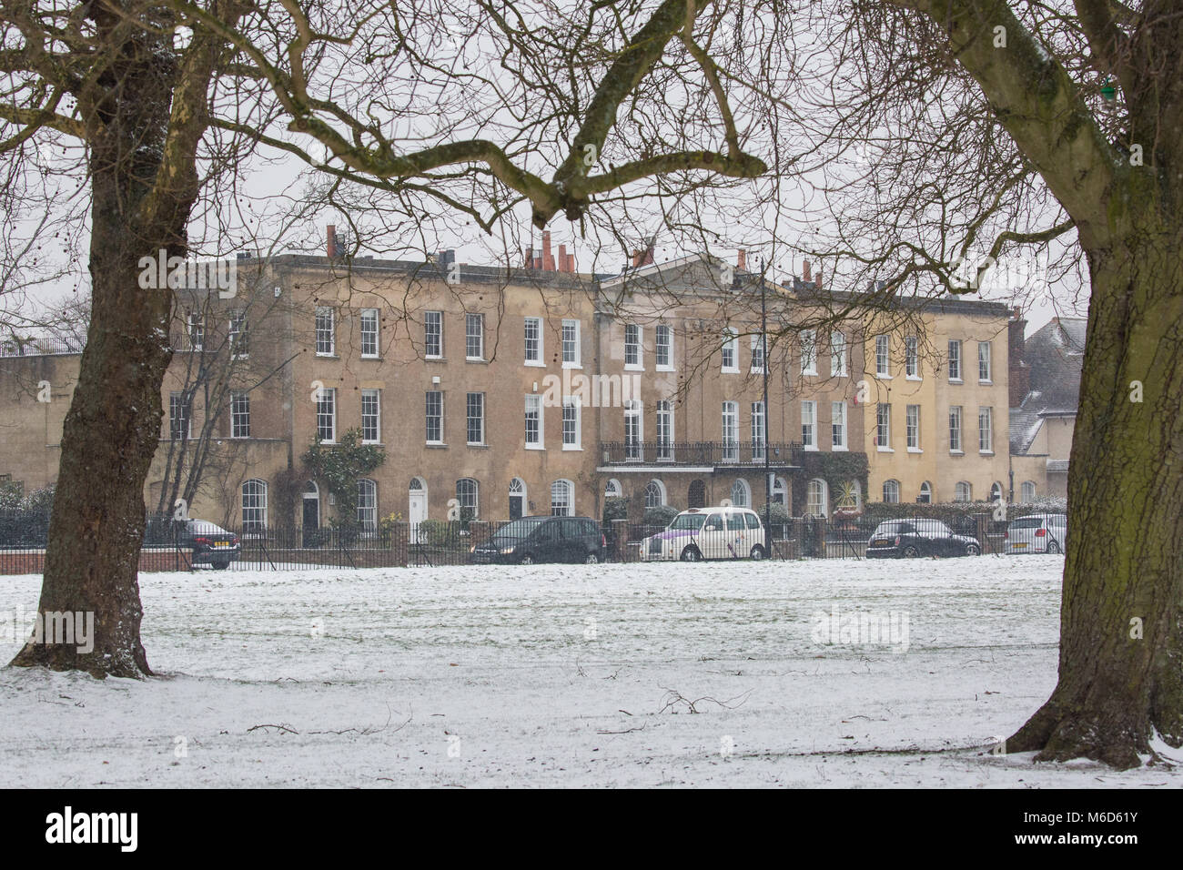 Windsor, UK. 2nd Mar, 2018. A view across a snow-covered Windsor Great ...