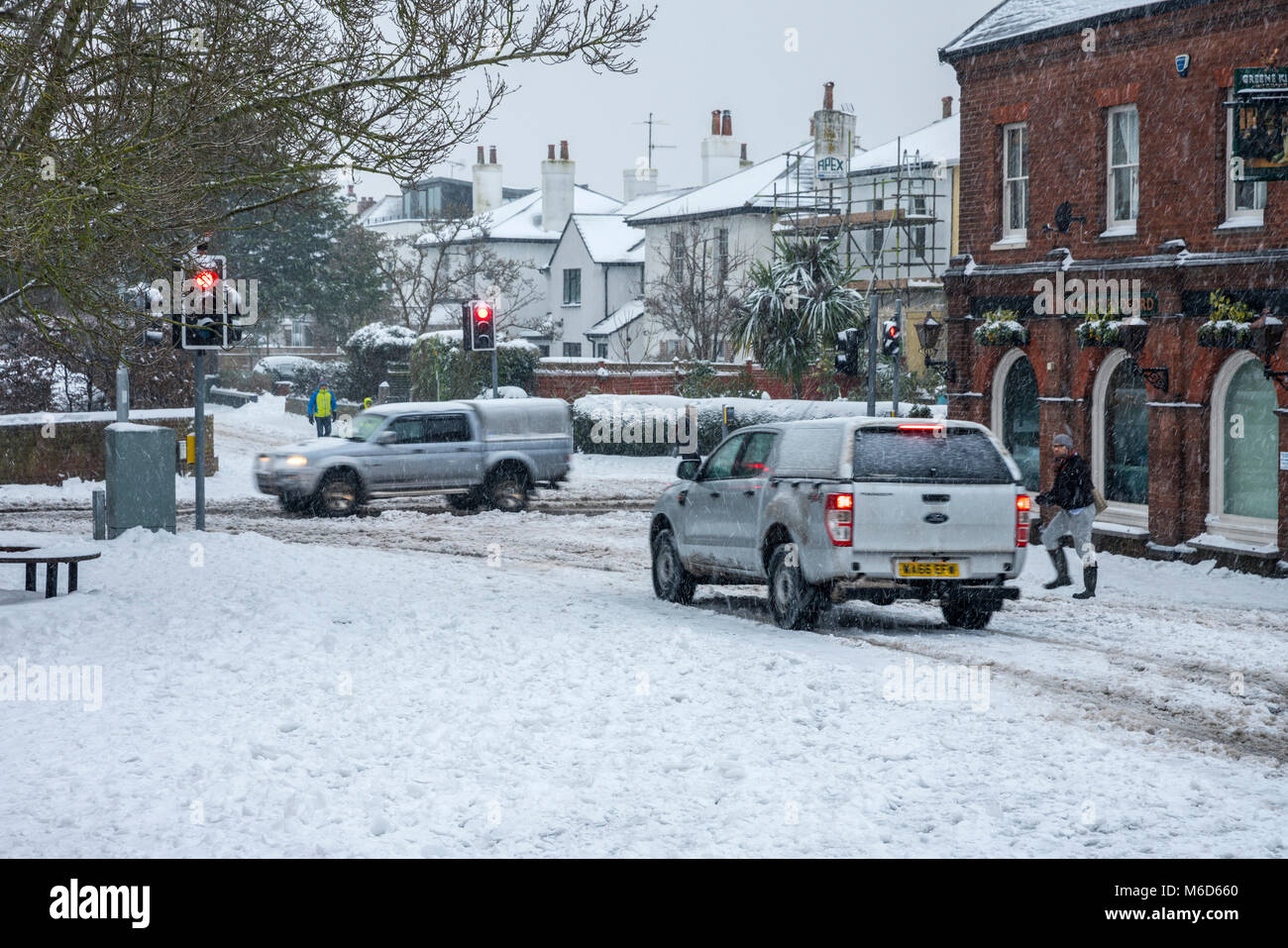 Exeter, Devon, UK. 2nd March 2018. UK Weather. Heavy snow and freezing ...