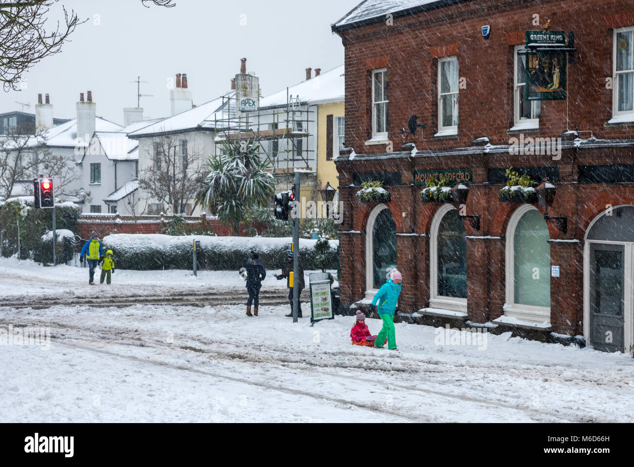 Exeter, Devon, UK. 2nd March 2018. UK Weather. Heavy snow and freezing ...