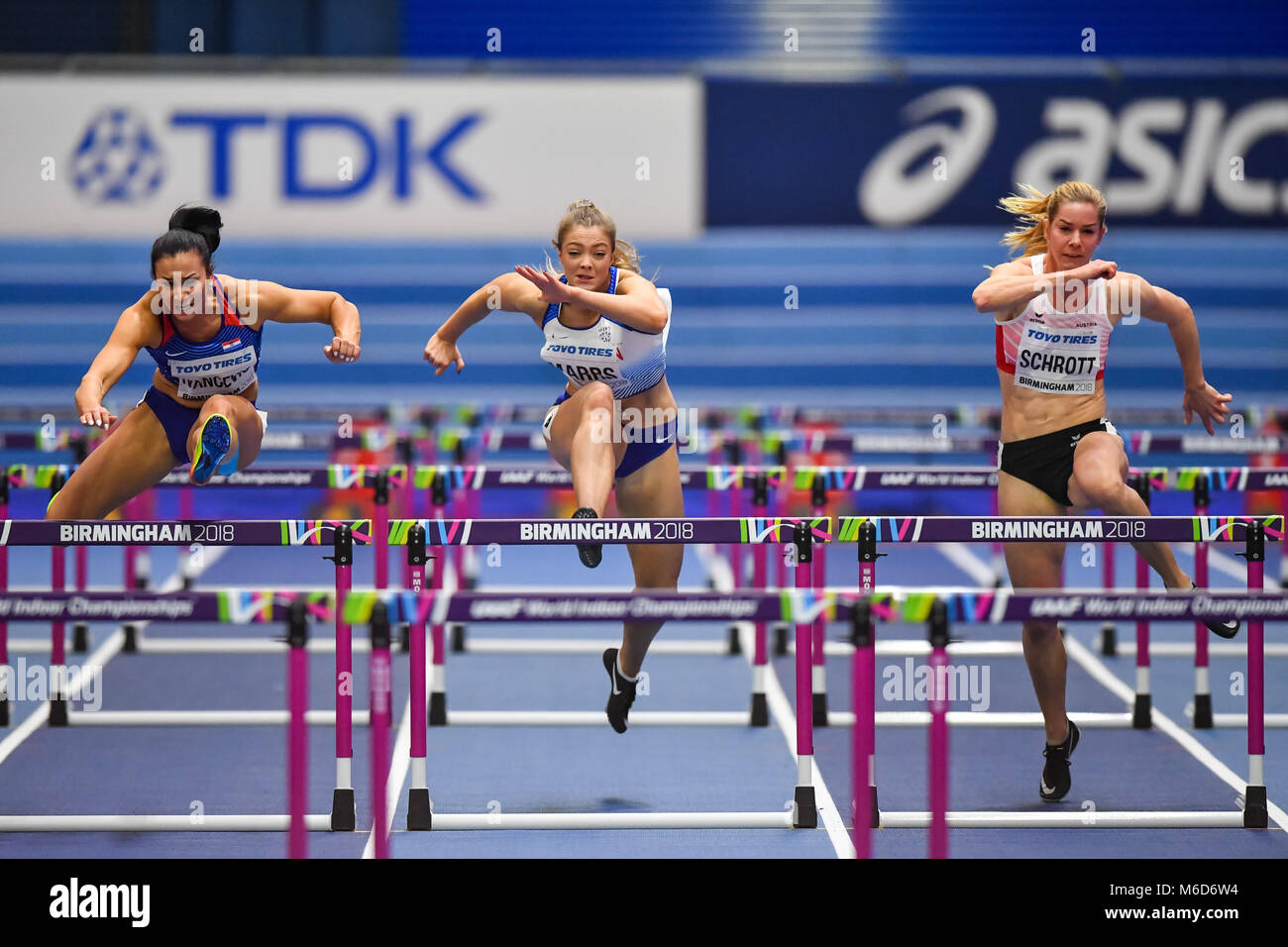 Birmingham, UK. 2nd March, 2018. Andrea Ivancevic (7, CRO), Megan Marts ...