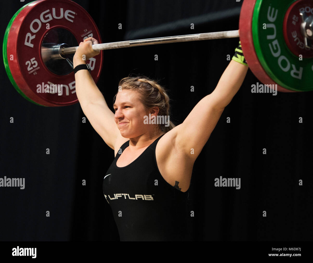 Columbus, Ohio, USA. 2 March, 2018. Paige Scott lifts 95 kilos in the ...