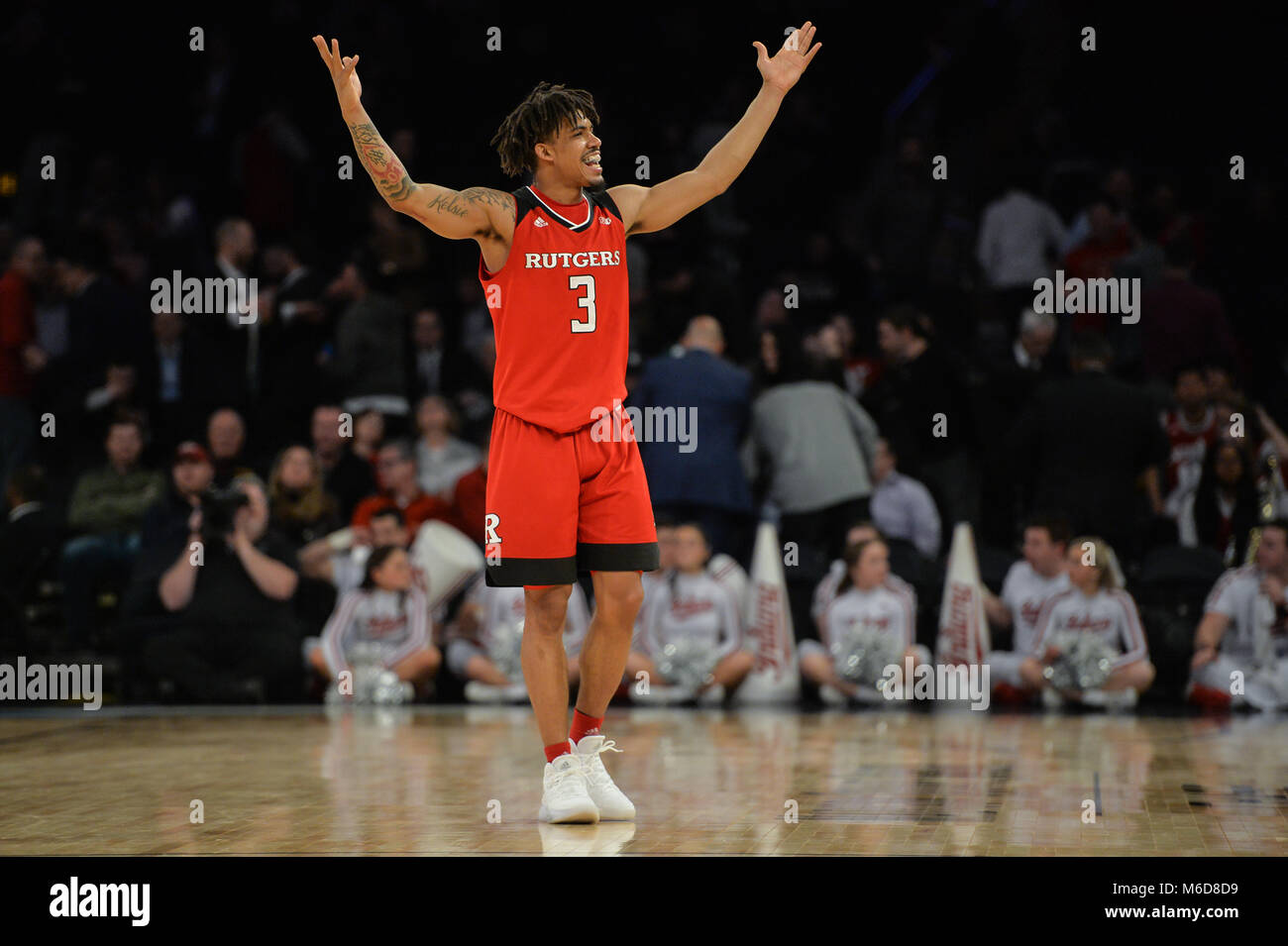 New York, New York, USA. 2nd Mar, 2018. COREY SANDERS (3) celebrates ...